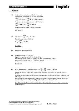 Formelblad - Formelsamling Fysik 1 Rörelse Hastighet Medelhastighet ...
