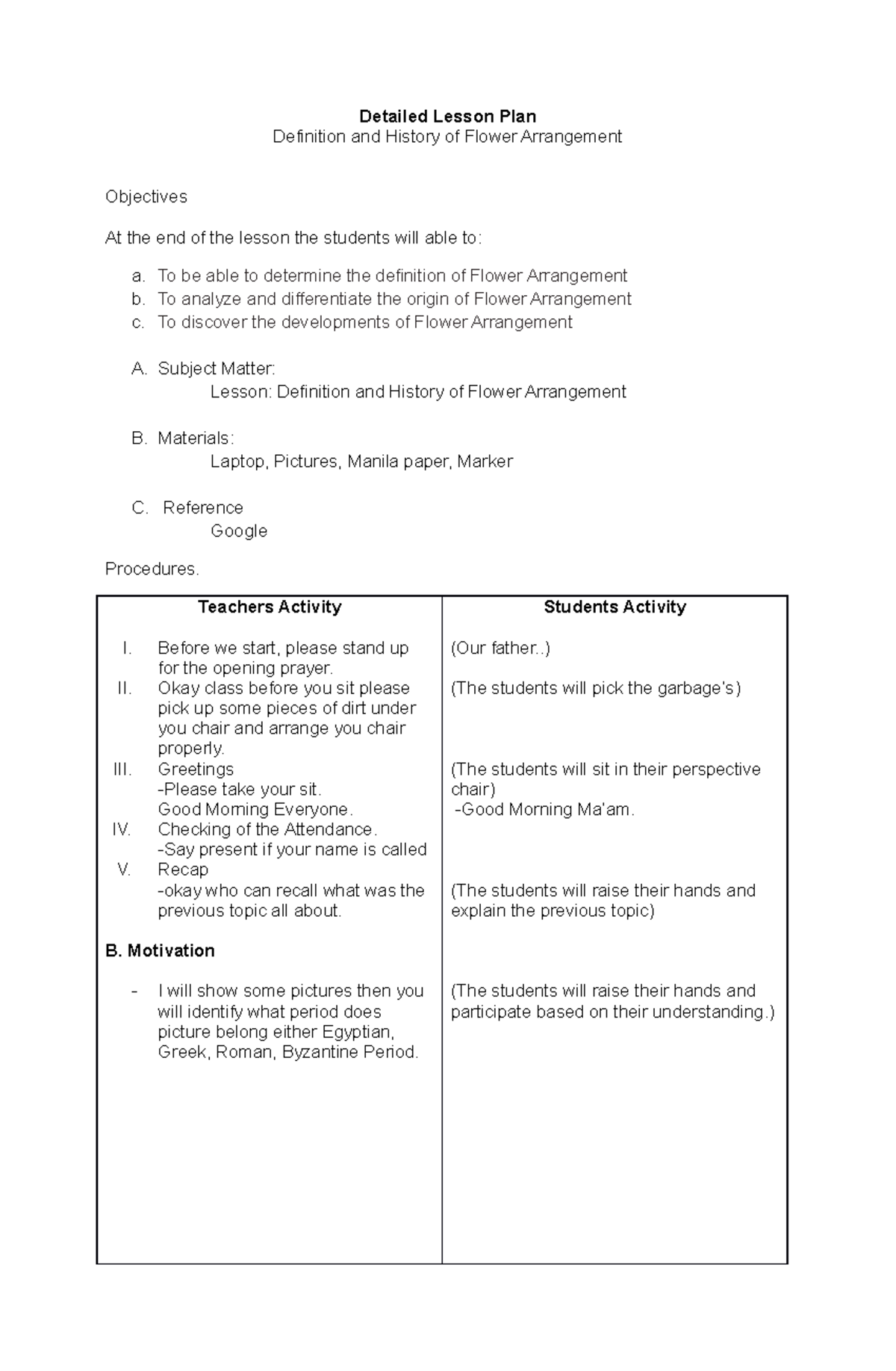 Detailed Lesson Plan - Detailed Lesson Plan Definition and History of ...