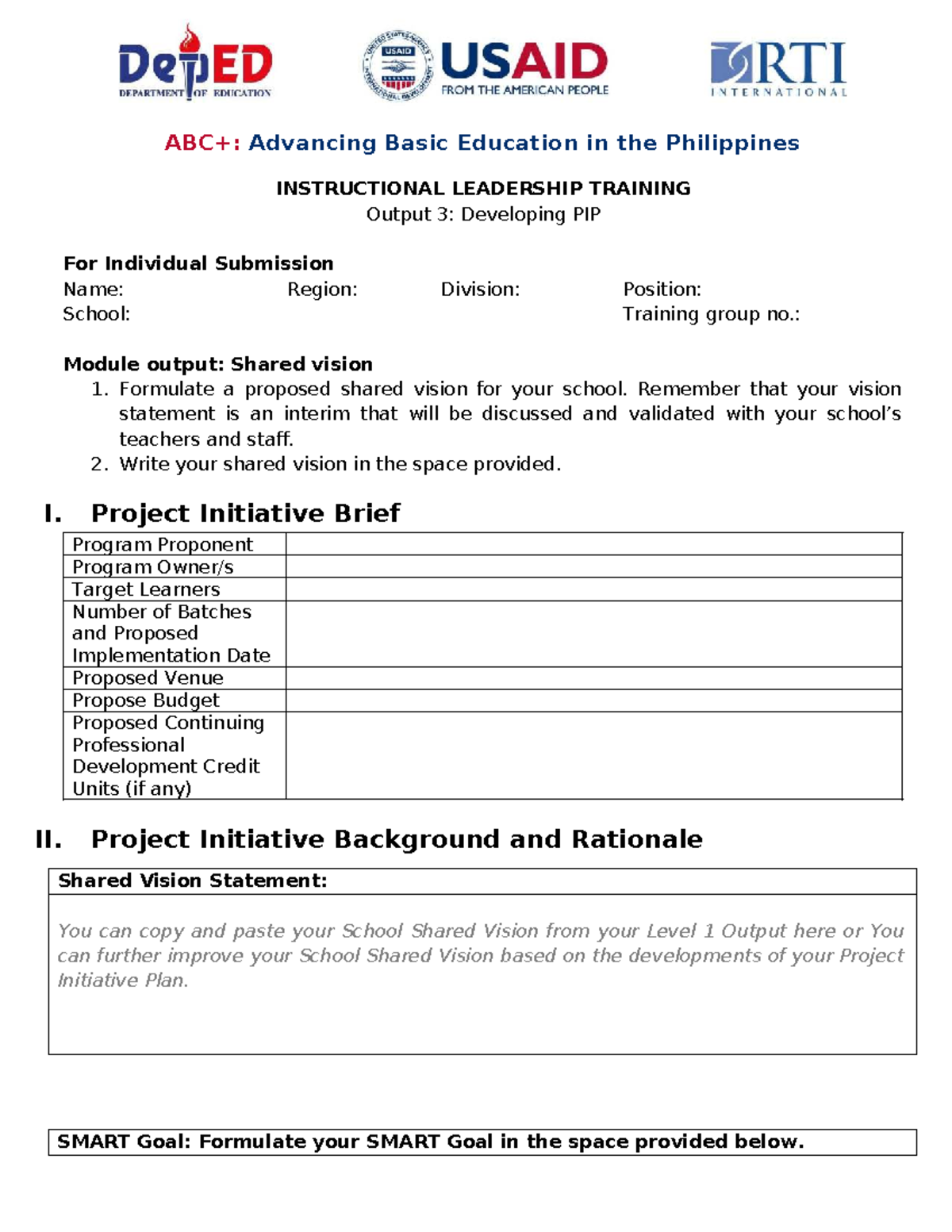 PIP-Template: Advancing Basic Education in the Philippines Proposal ...