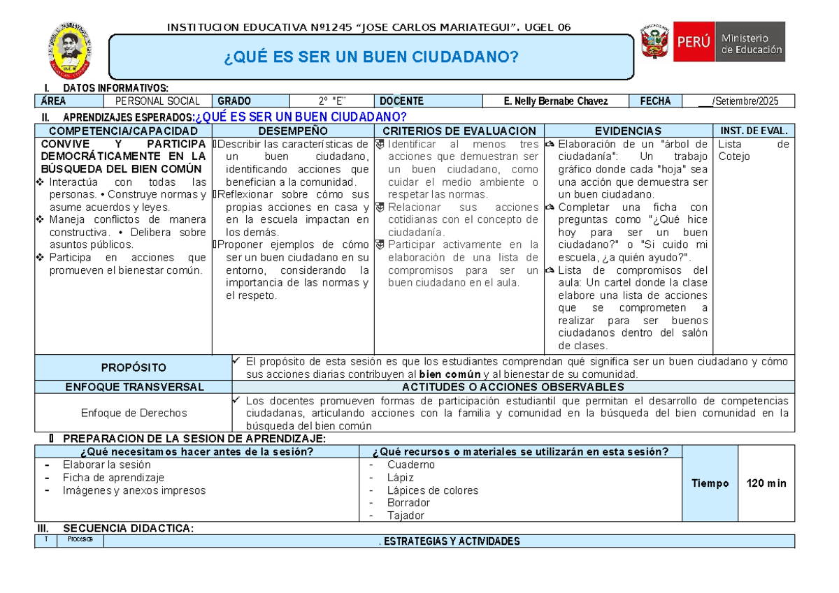 Sesión Personal Social: Cómo Ser un Buen Ciudadano - PS-1245 - Studocu