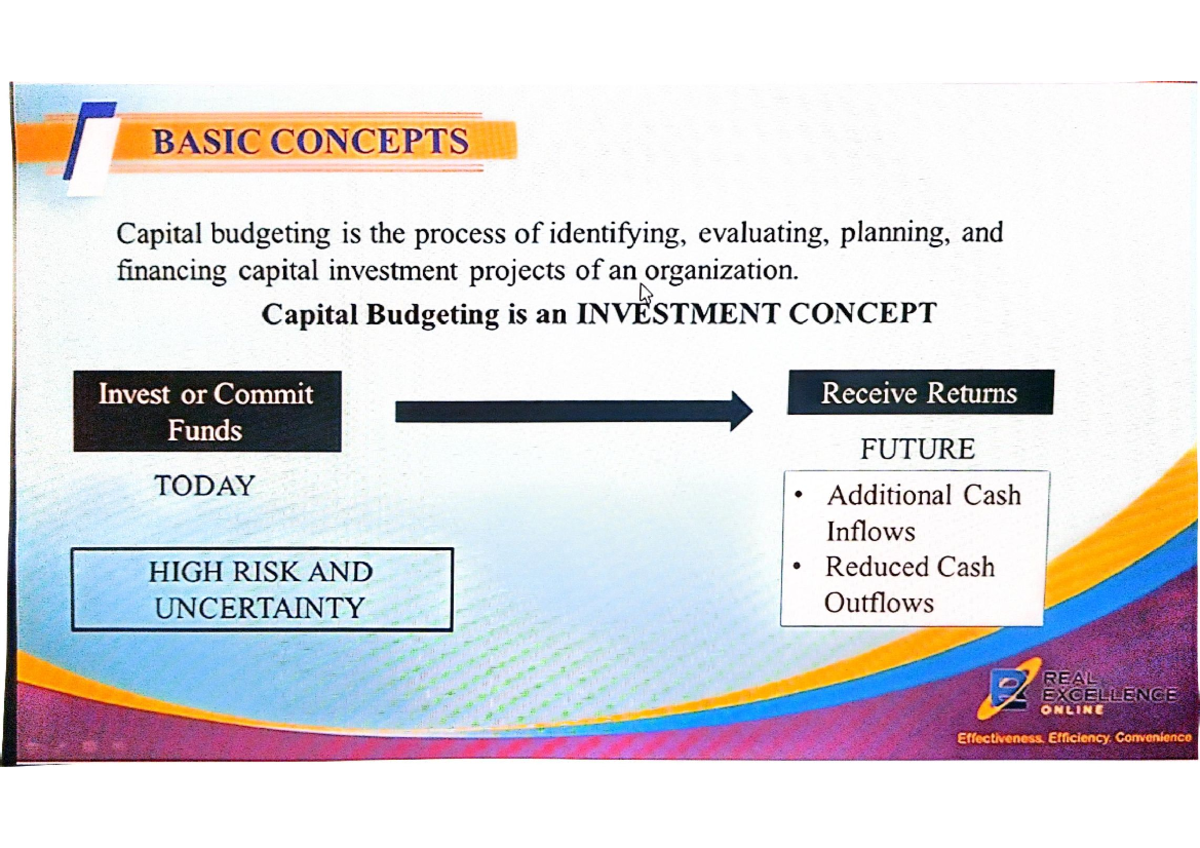 Capital Budgeting Concepts and Applications - REO - Studocu