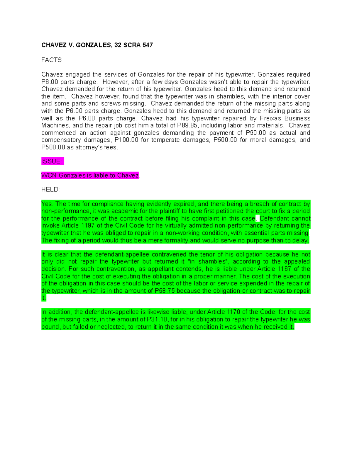 Case Study: Chavez v. Gonzales, 32 SCRA 547 - Liability Analysis - Studocu