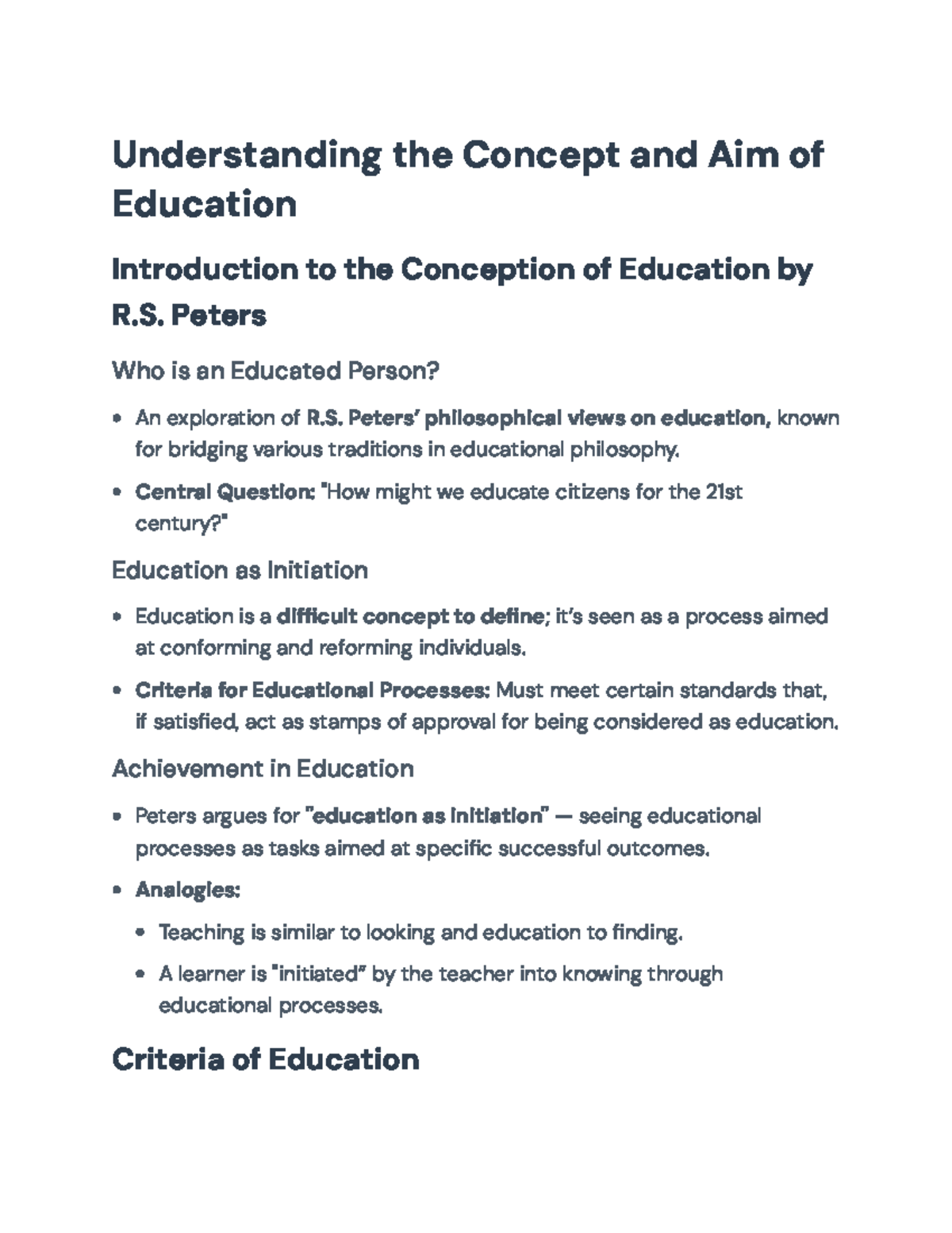 R.S. Peters' Philosophical Views on Education: A Critical Analysis ...
