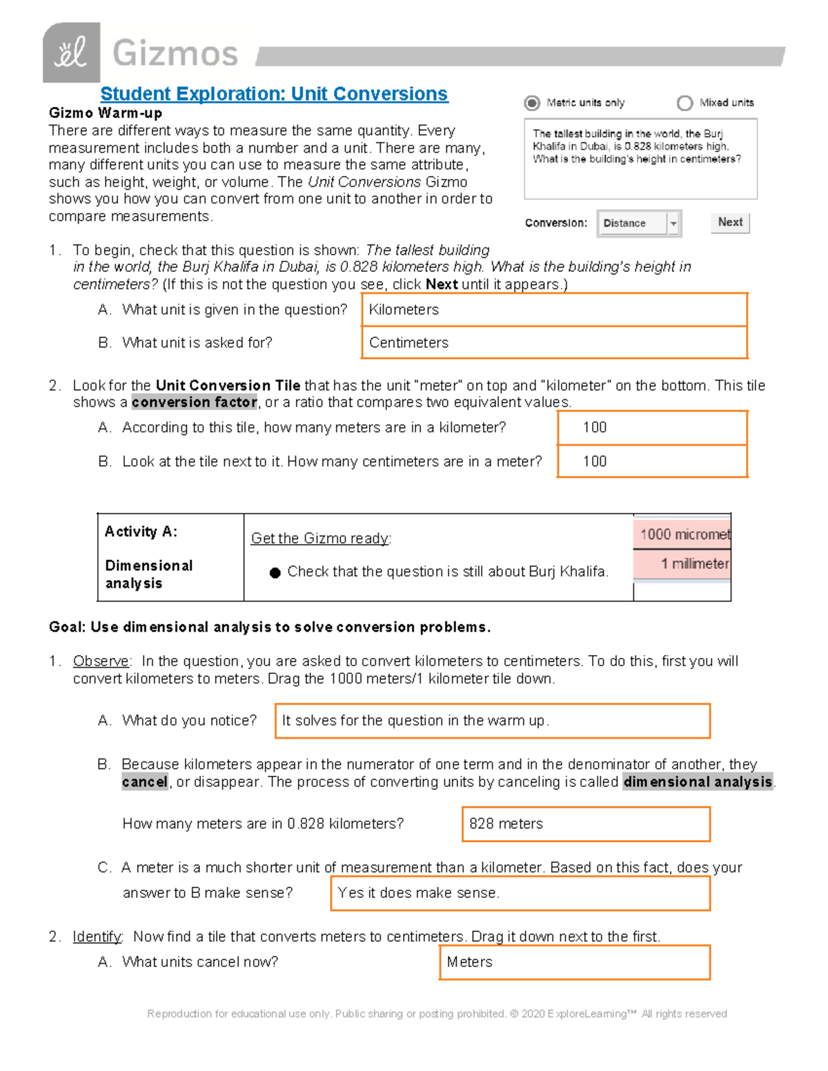31 Unit Conversion gizmo - 17178332.1 Unit Conversion gizmo - Student ...