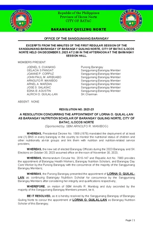 Appointment Letter for Barangay Health Worker - BHW - Studocu