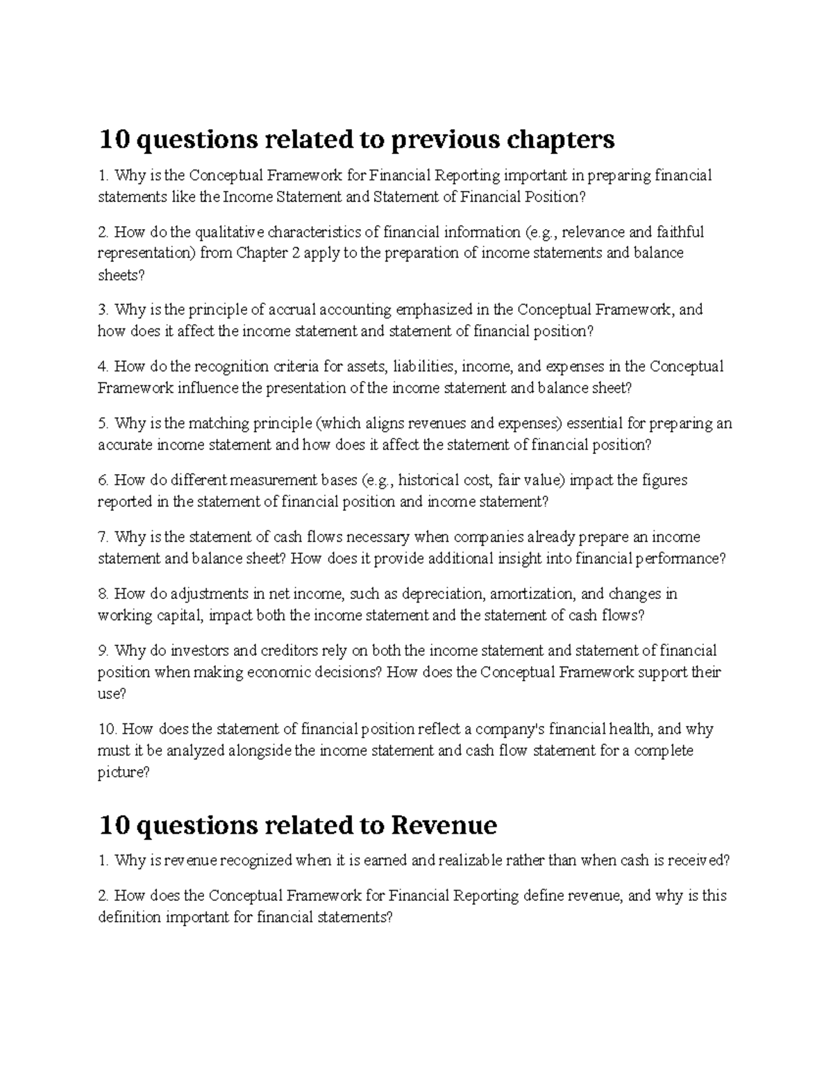 Quiz: 10 Key Questions on Financial Reporting Concepts and Revenue ...