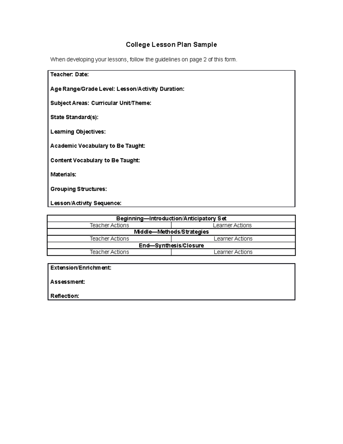 Kendall College Lesson Plan Template for Effective Teaching - Studocu