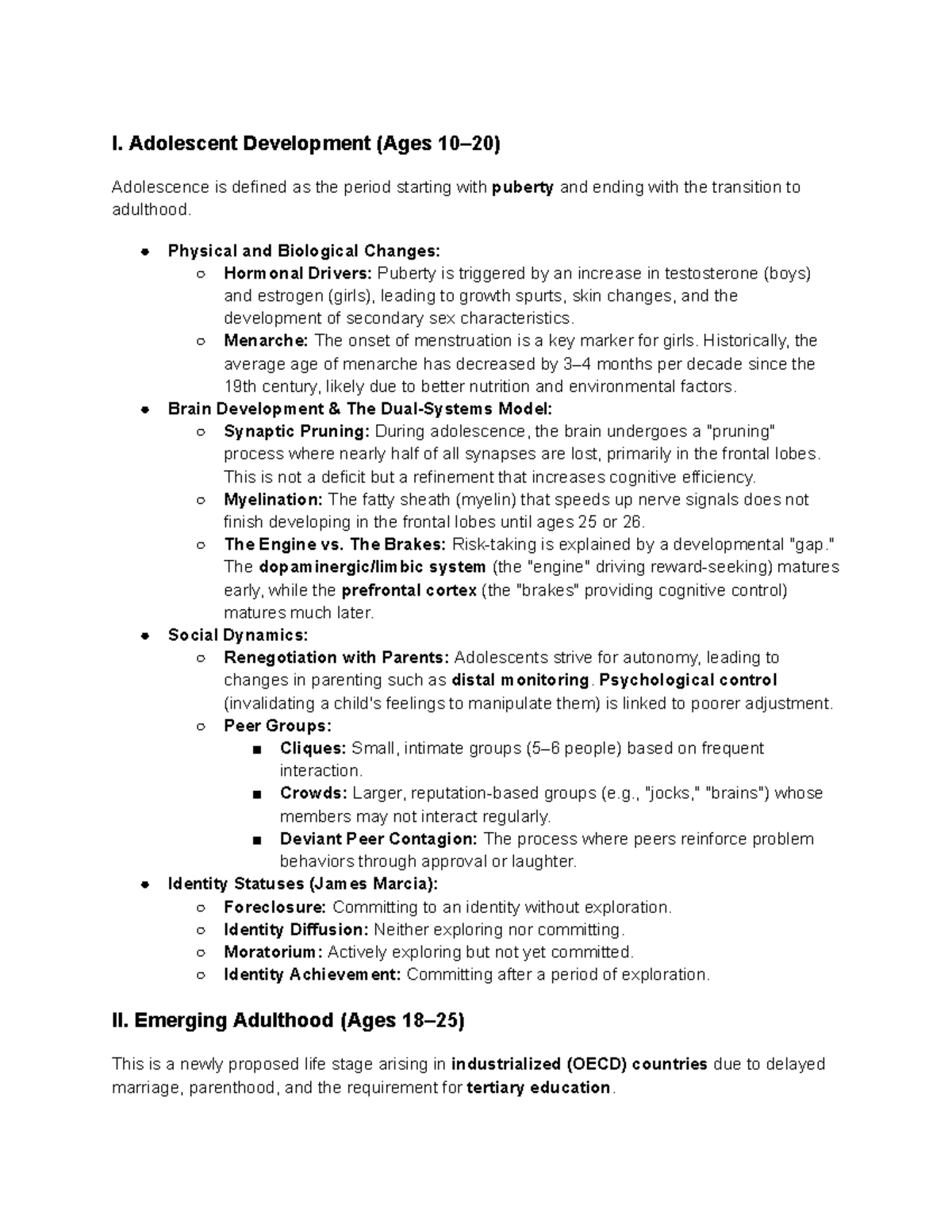 Psych 100 Week 15 Lecture & Readings on Adolescent Development - Studocu