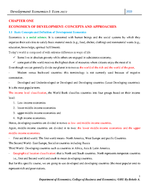 Development Economics I - Econ 2071 - AAU - Studocu