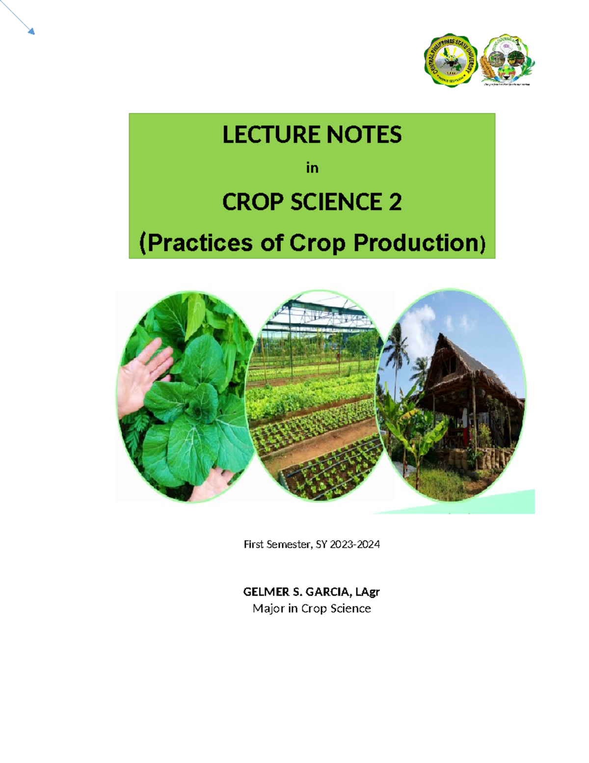 CROP SCI 2 Final Exam Lecture Notes on Crop Production Practices - Studocu