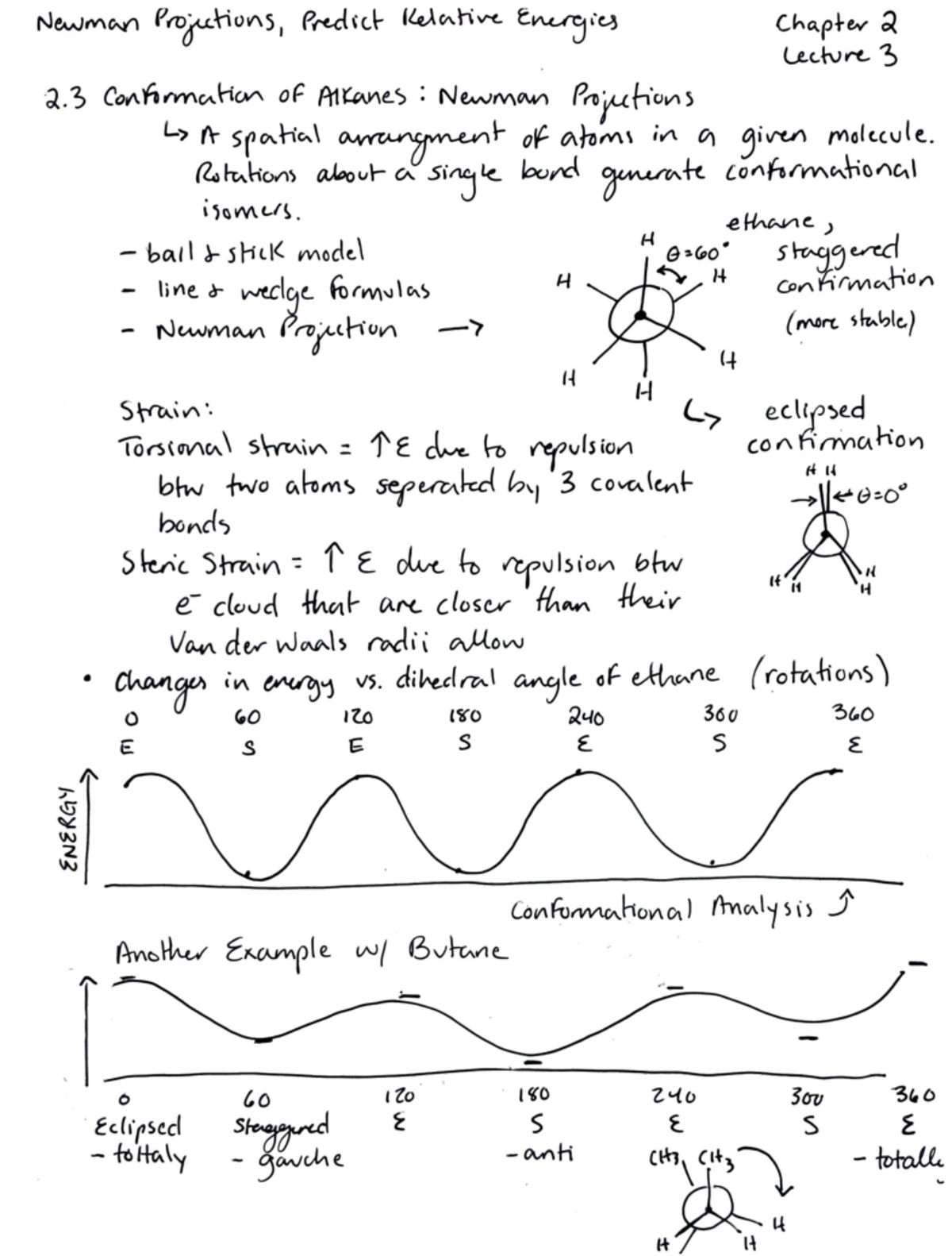 Newman Projections & Relative Energies: Lecture 3 Overview - Studocu