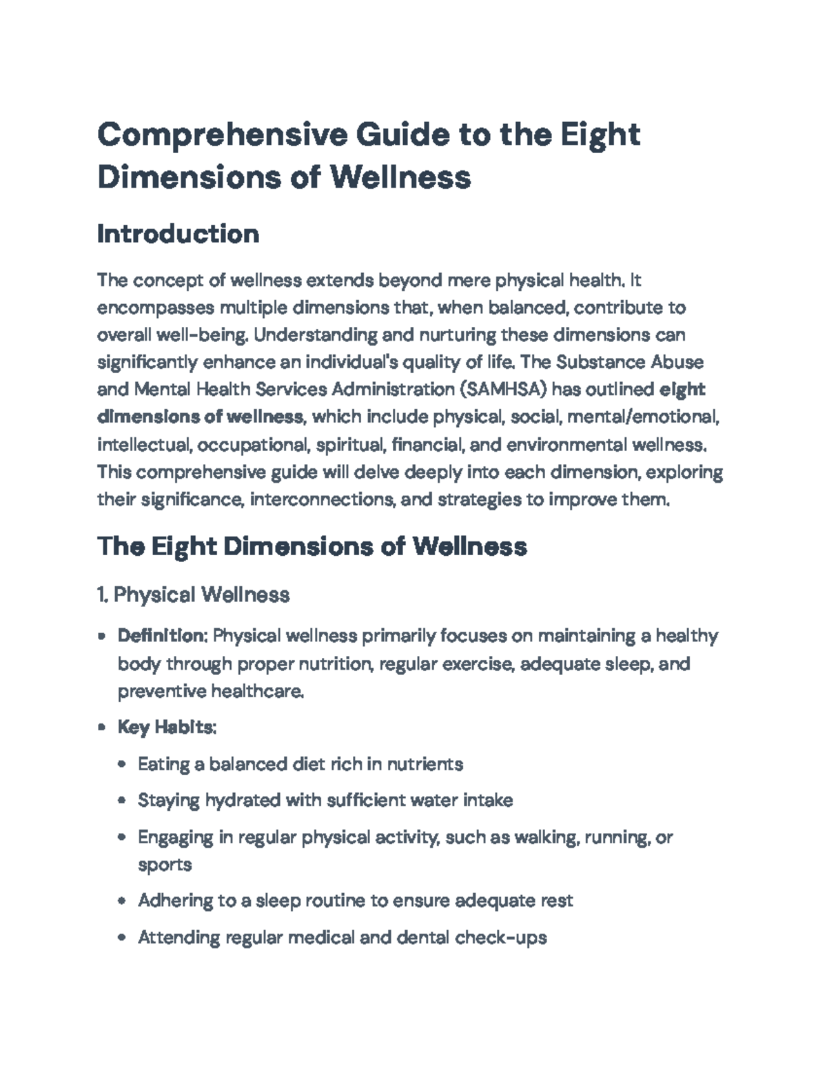 Comprehensive Guide to the Eight Dimensions of Wellness - Comprehensive ...