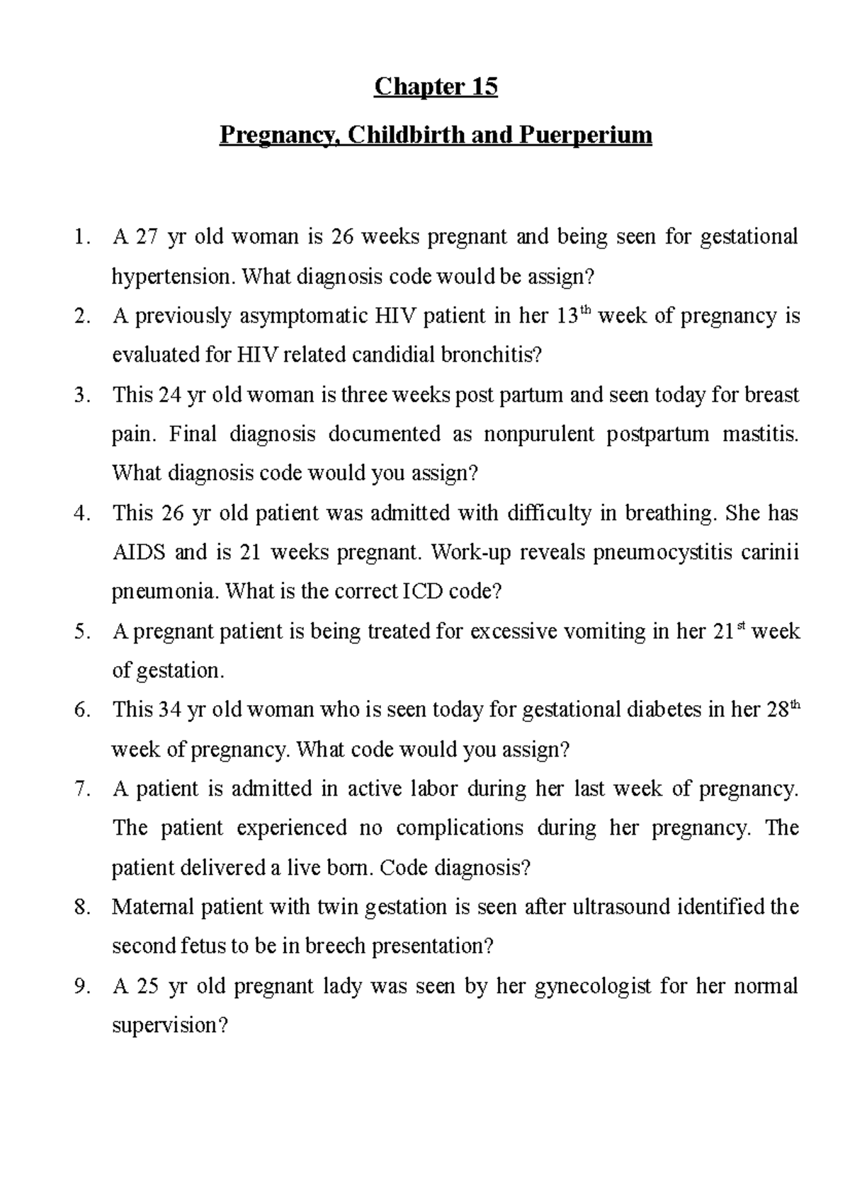 Pregnancy-Related ICD Diagnosis Codes: Chapter 15 Insights - Studocu