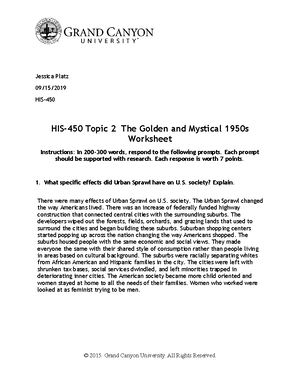 HIS-450 Topic 3 The Early 1960s and Civil Rights Worksheet - Sammantha ...