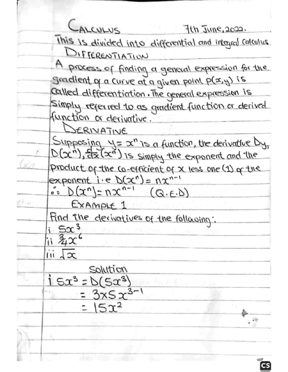 Calculus Notes: Differentiation & Derivatives Overview (CALC 7) - Studocu