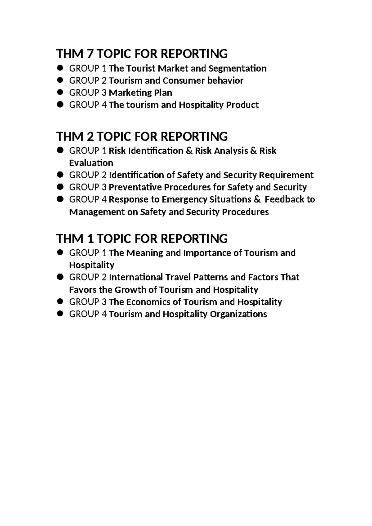 THM Reporting Topics: Tourism Market, Safety, and Hospitality Insights ...