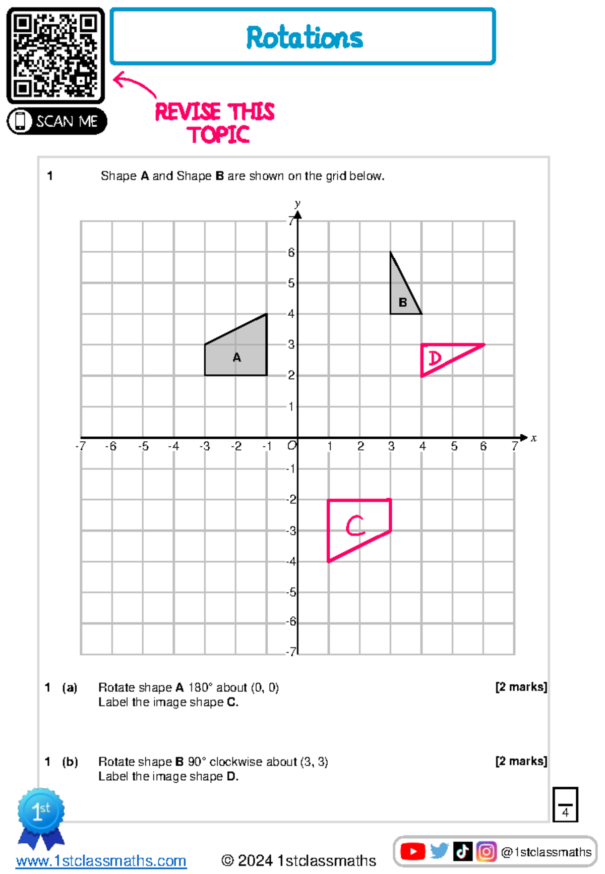 Rotations AQA Solutions 2024: Transformations of Shapes A & B - Studocu
