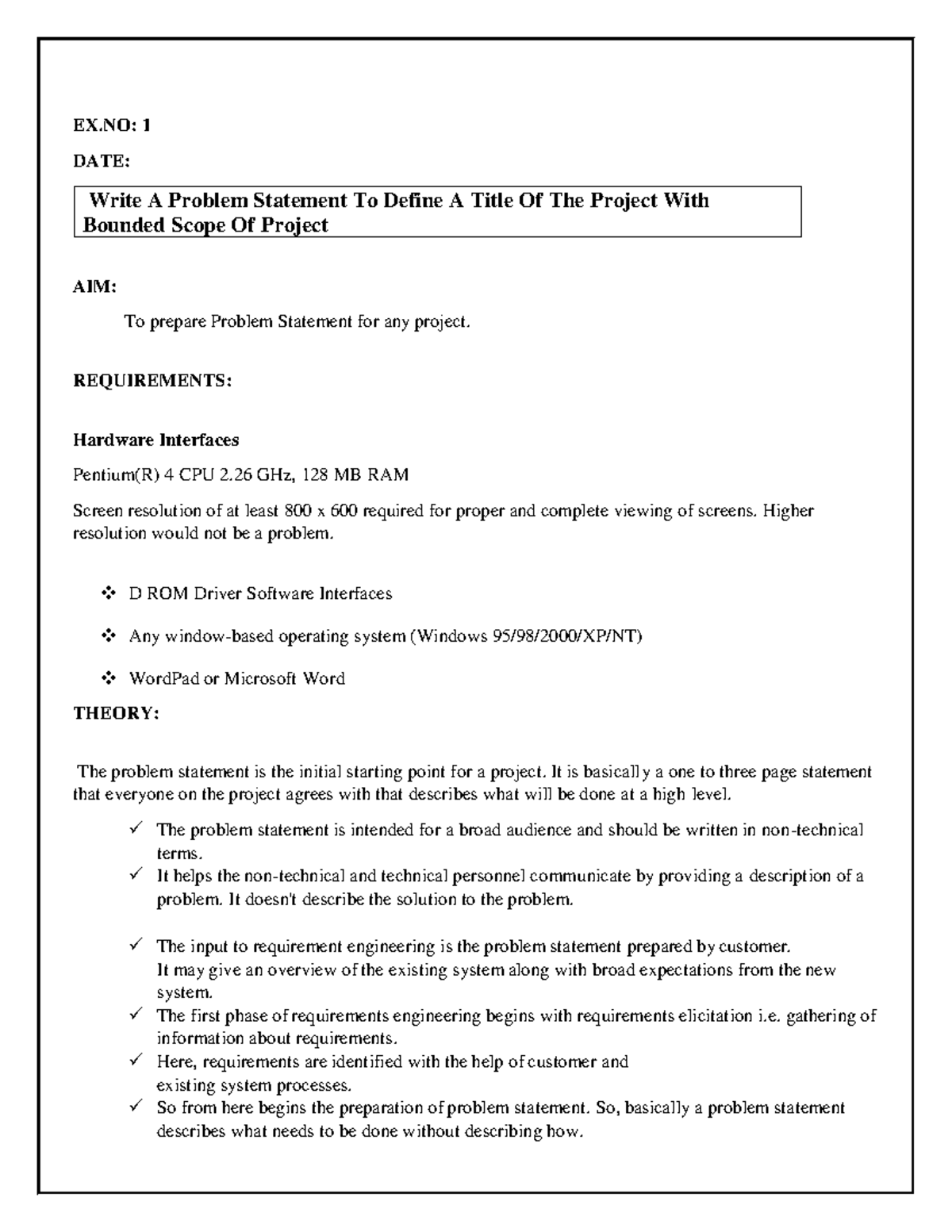 Software Engineering Lab Manual: Project Problem Statements & SRS - Studocu