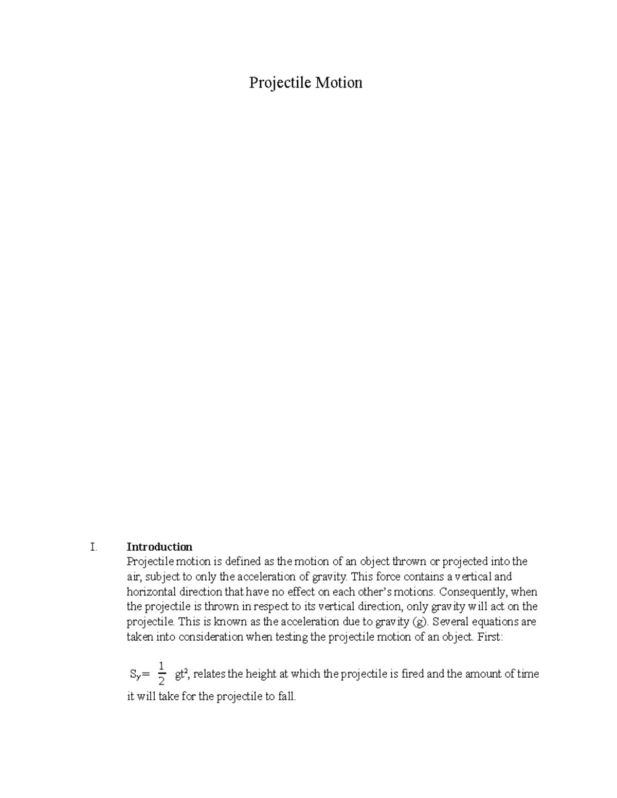 Projectile Motion Lab Report - Physics 101 Analysis and Findings - Studocu