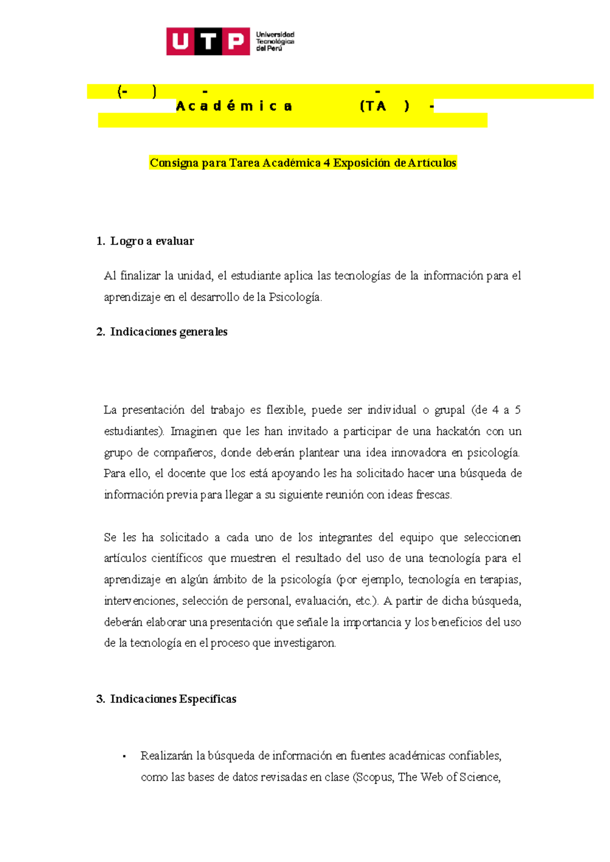 🔴 (AC-S16) Semana 16 - Tema 01 - Tarea Académica 4 (TA4) - Tecnologias ...