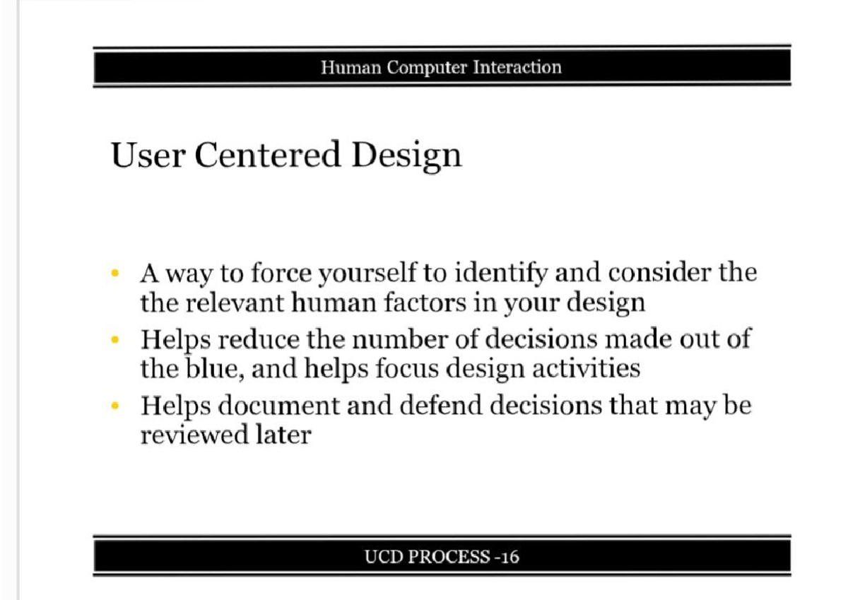 Human Computer Interaction (HCI) - User Centered Design Process - Studocu