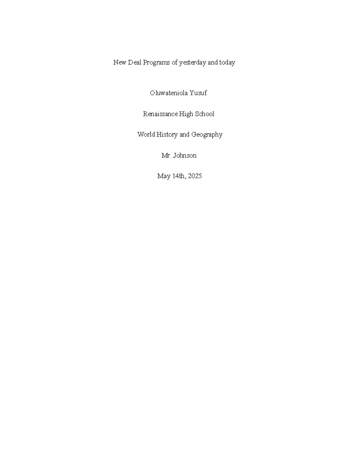 New Deal Programs: Historical Impact and Modern Relevance - Studocu