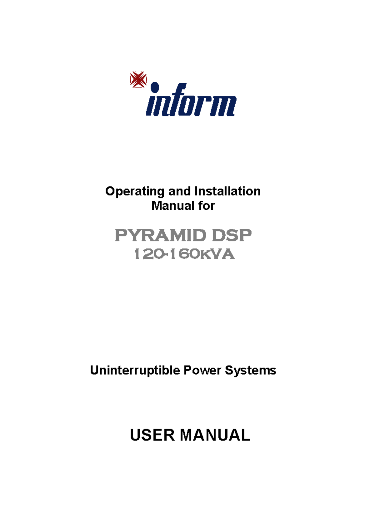 Operating and Installation Manual for PYRAMID DSP UPS Systems - Studocu