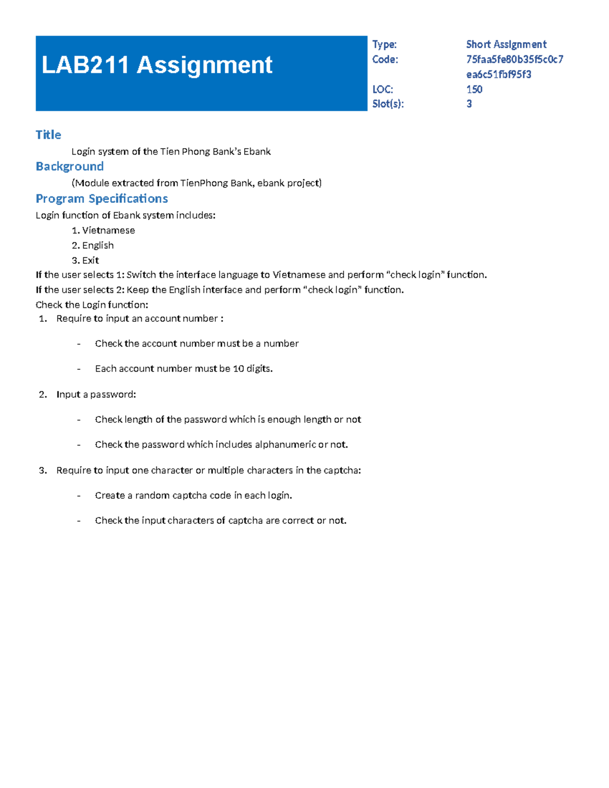 J1 - Exercise - LAB211 Assignment Type: Short Assignment Code ...