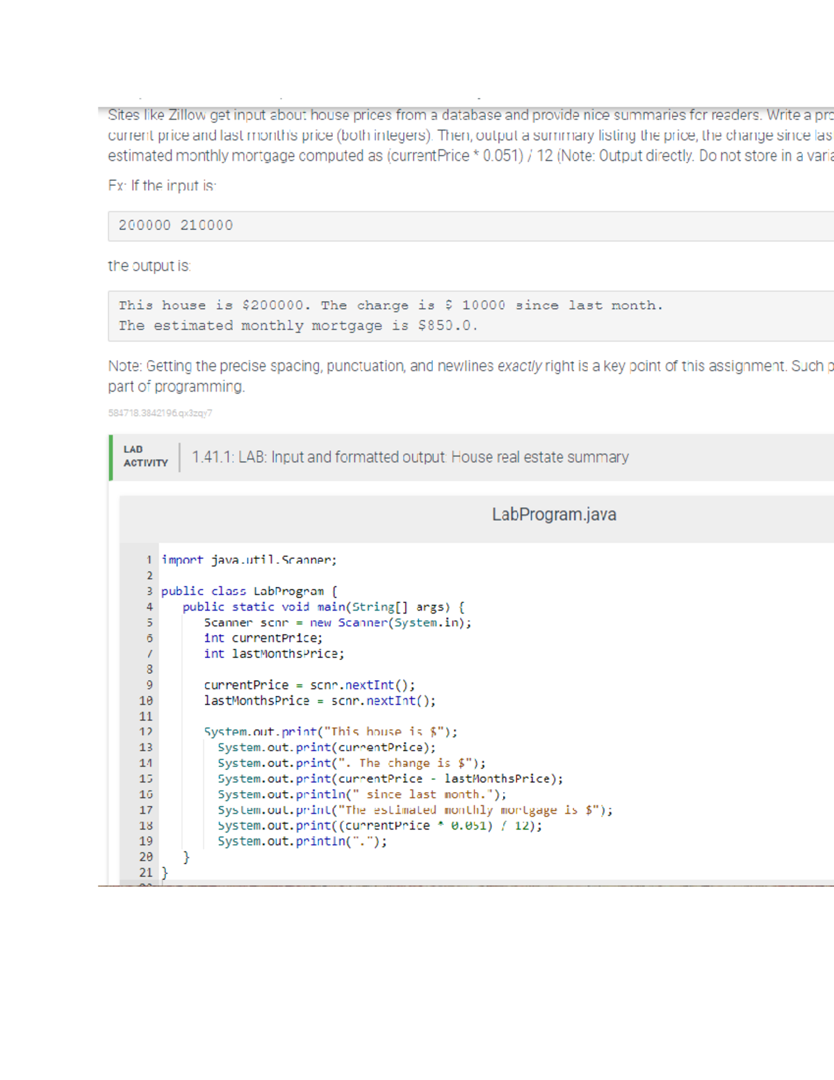 LAB 1.41: Input and Formatted Output for House Real Estate Summary - Studocu