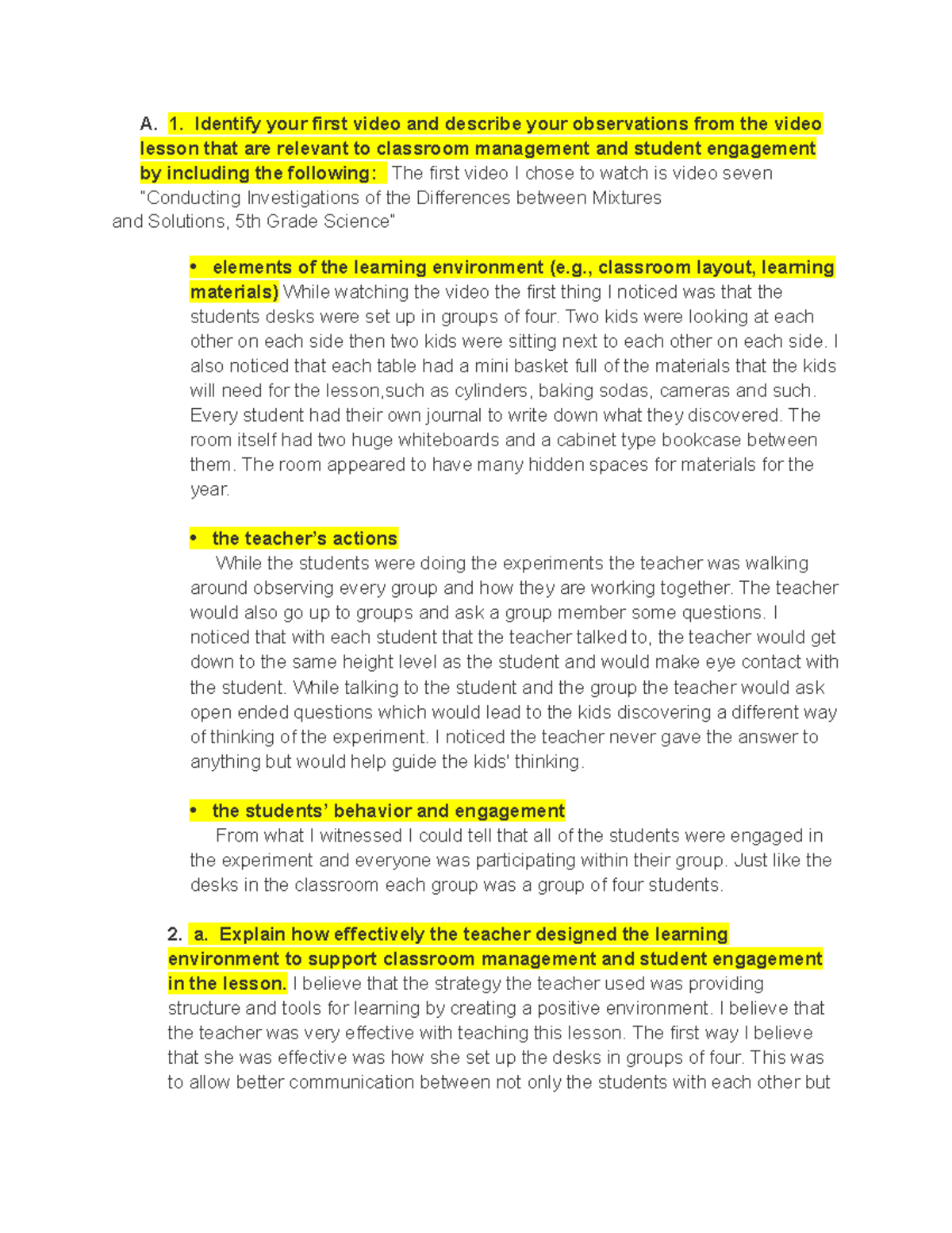 PA2 - Performance Assessment 2 - A. 1. Identify your first video and ...