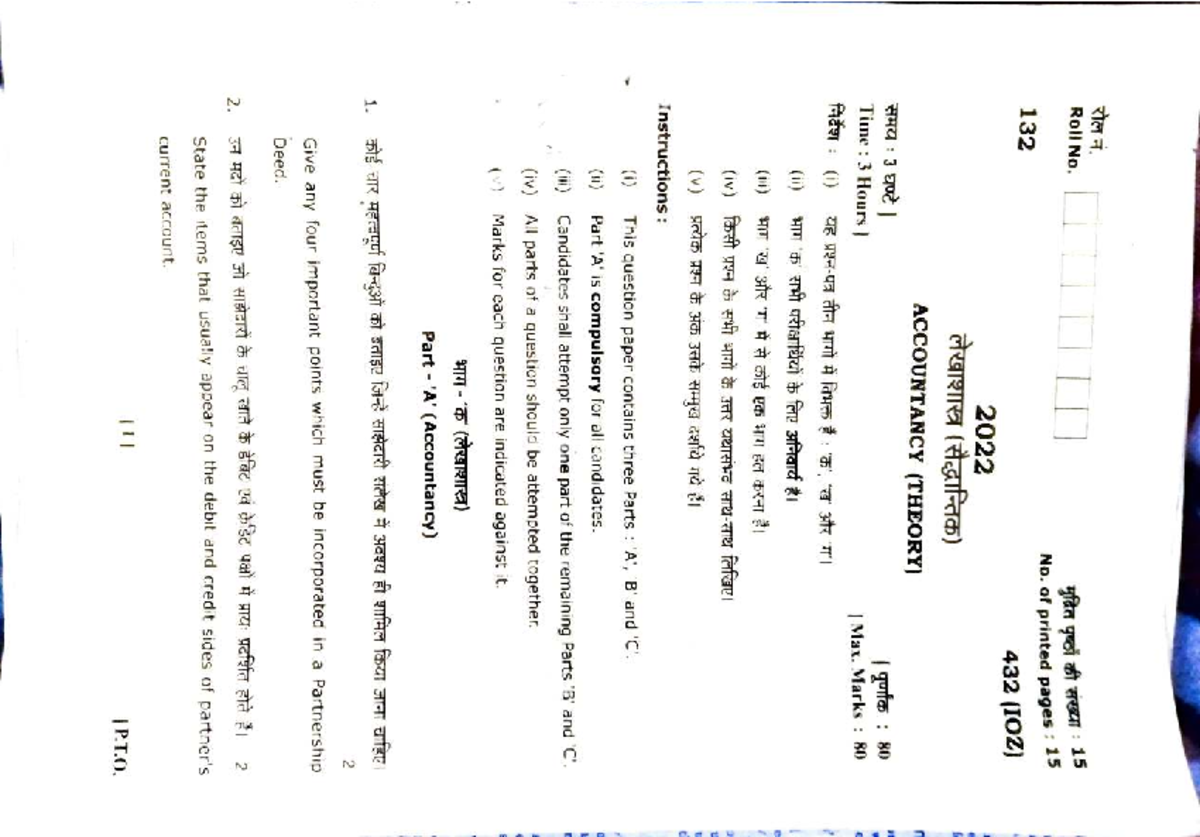 Accountancy (Theory) Exam Paper - 432 (IOZ) 2022 - Studocu