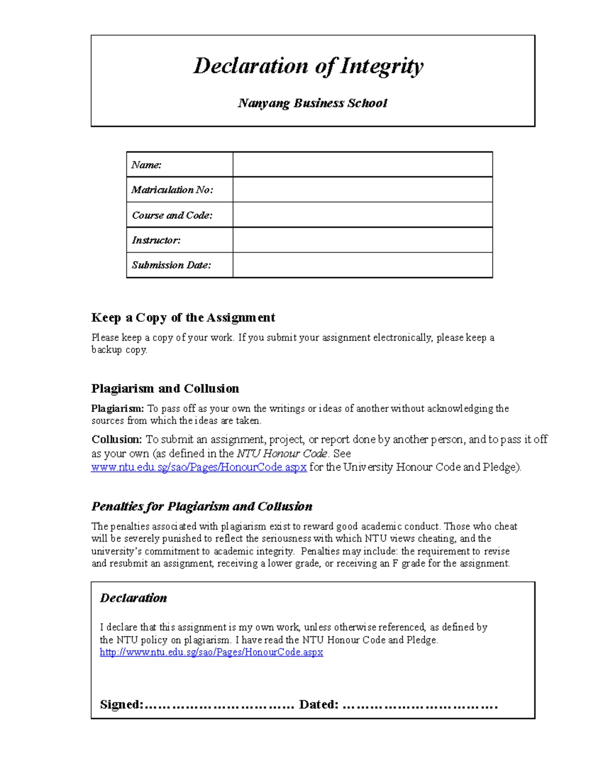Academic Integrity form - Contents Policy on Generative AI Assignment 1 ...