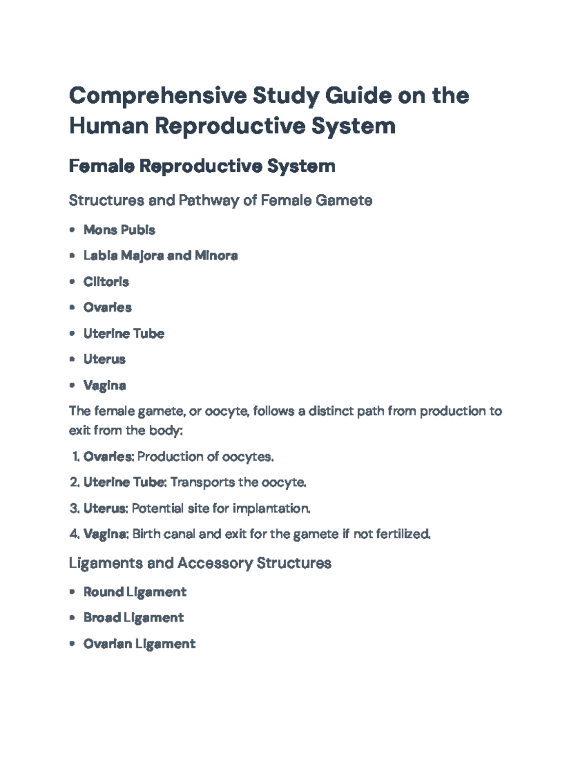 Comprehensive Study Guide: Human Reproductive System Anatomy ...