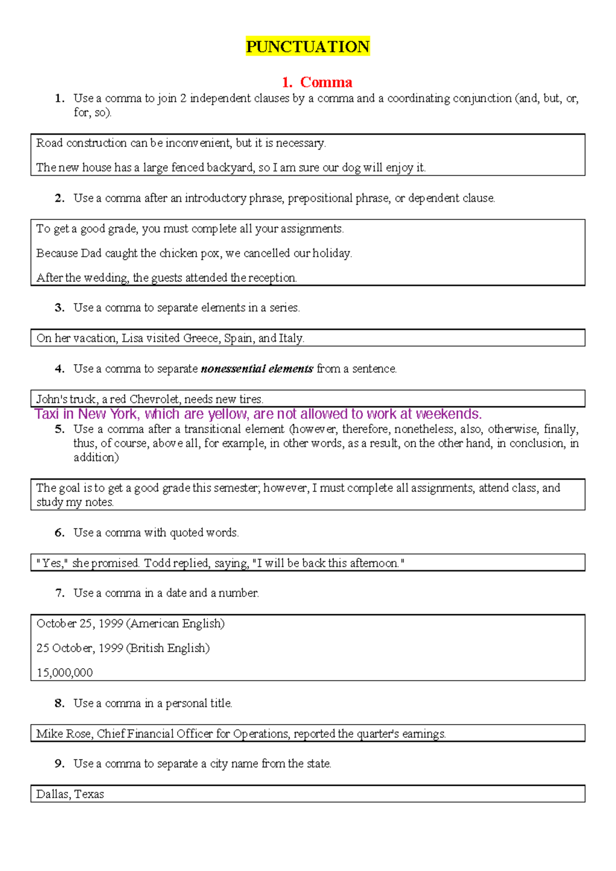Lesson 1: Punctuation Rules and Usage Guide - Studocu