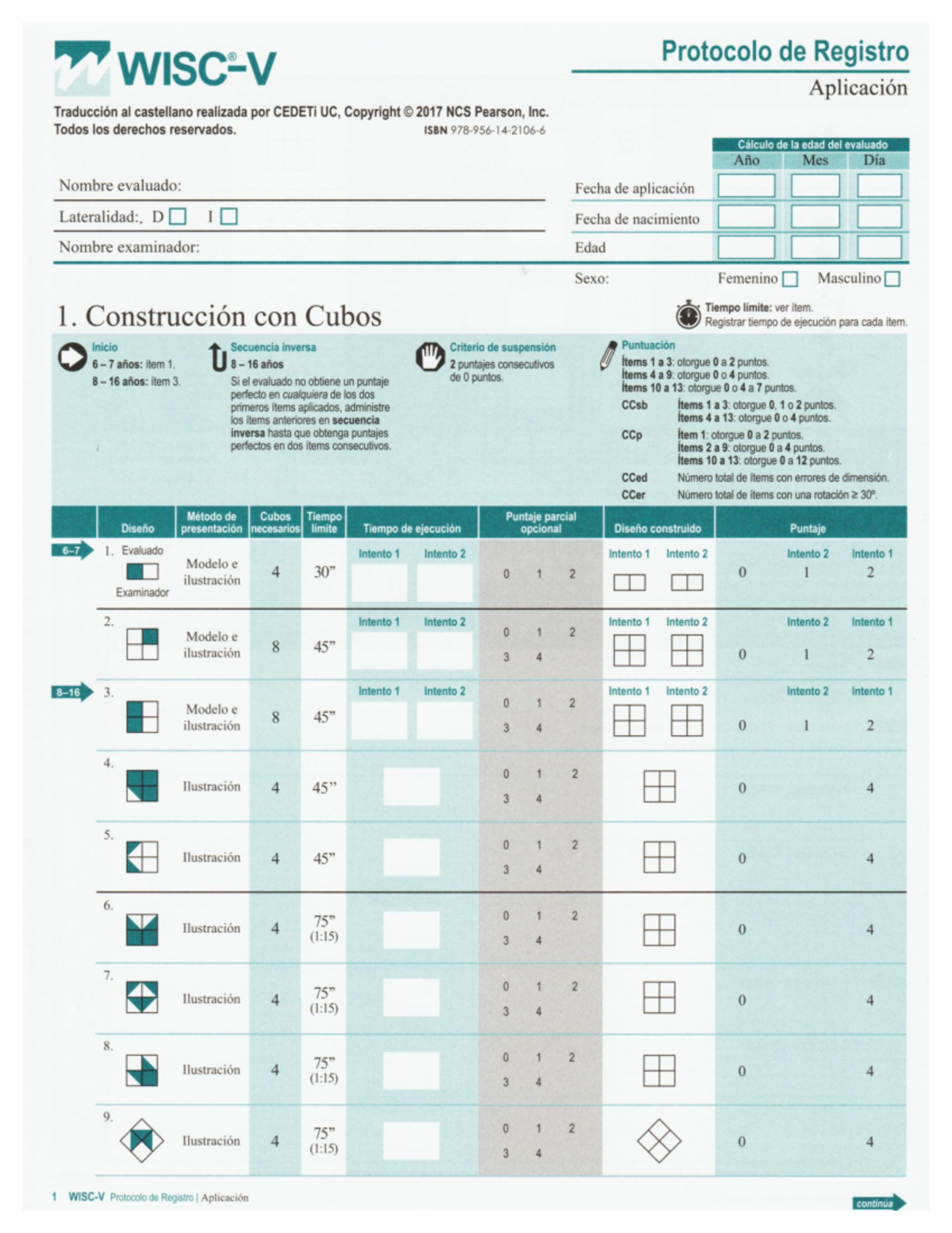 WISC-V Protocolo Completo de Aplicación y Registro - Studocu