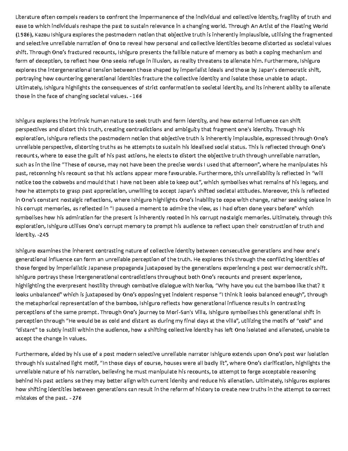 Module B: An Artist of the Floating World Essay Analysis - Studocu