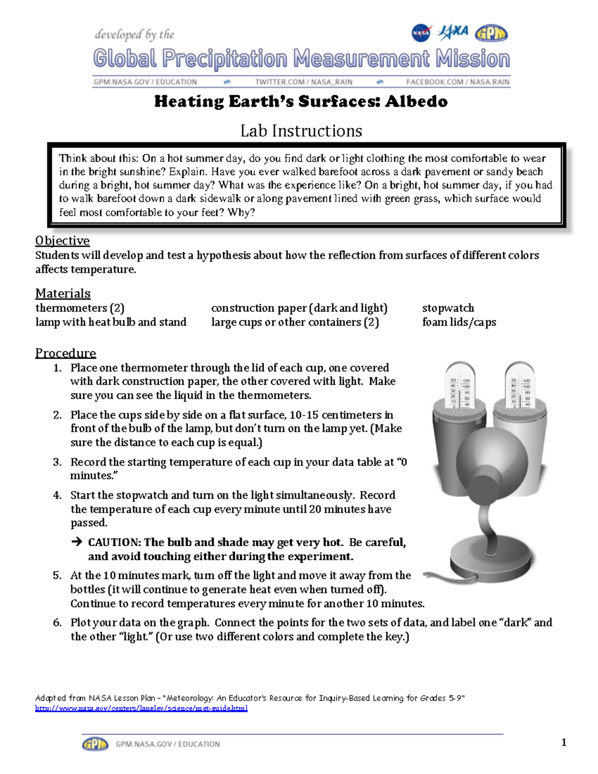 Albedo Lab Instructions for APES: Heating Surfaces Experiment - Studocu