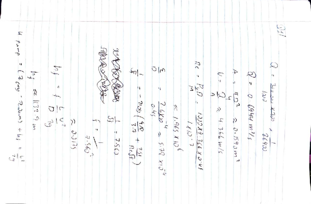 Fluid Mechanics Calculations for Pump Systems (ENG 300) - Studocu