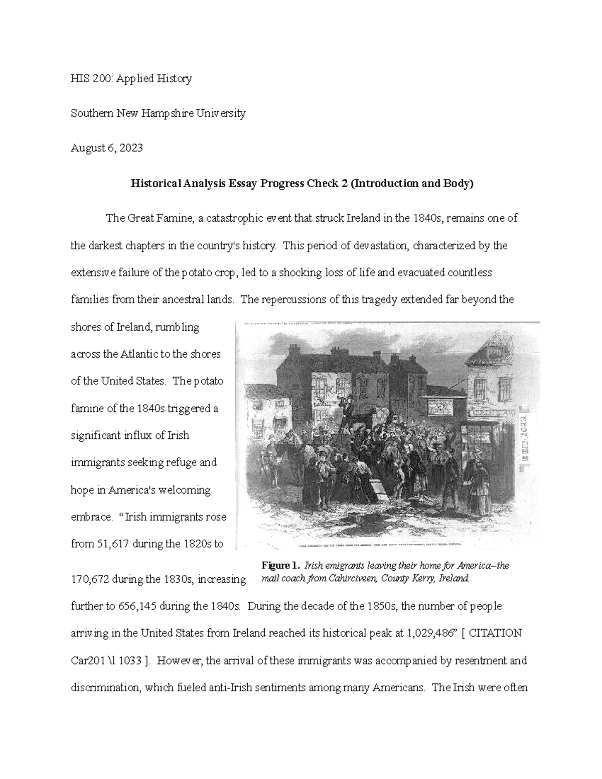 HIS 200 5-3 Historical Analysis Essay Progress Check 1 - Siobhan Morris ...