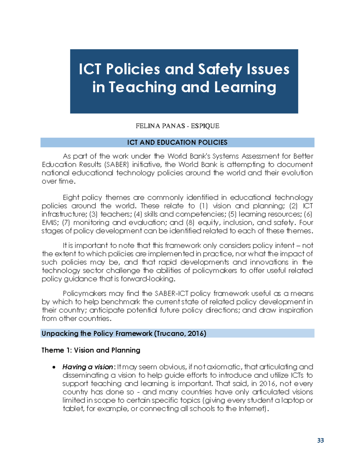 Topic 2 ICT Policies AND Safety Issues - ICT Policies and Safety Issues in Teaching and Learning ...