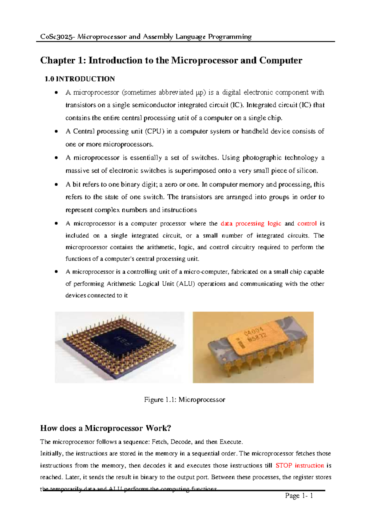 Chapter-1 (week 1 & 2) - cs course - Chapter 1: Introduction to the ...