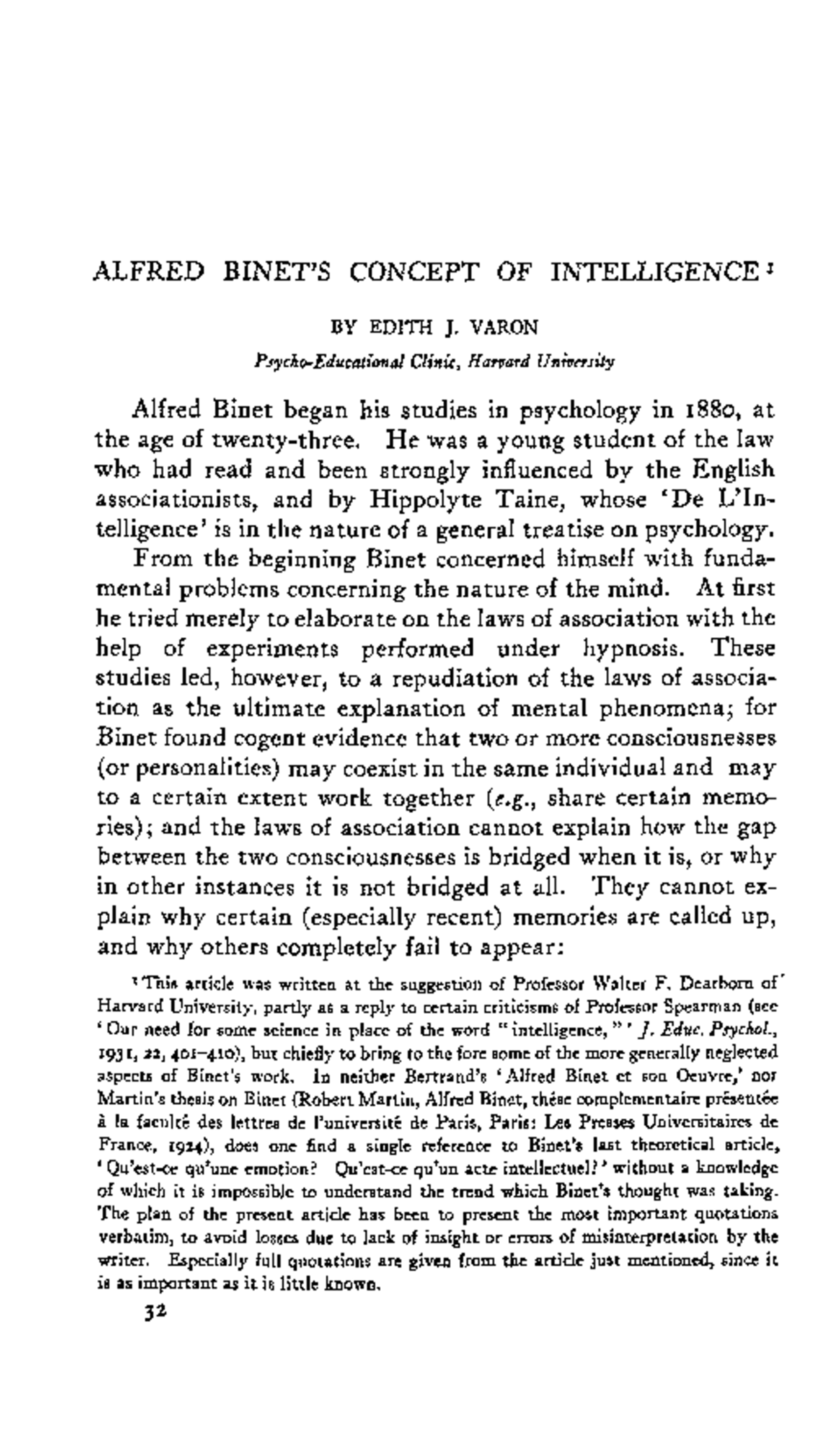 Alfred Binet's Theory of Intelligence: An In-Depth Analysis - Studocu