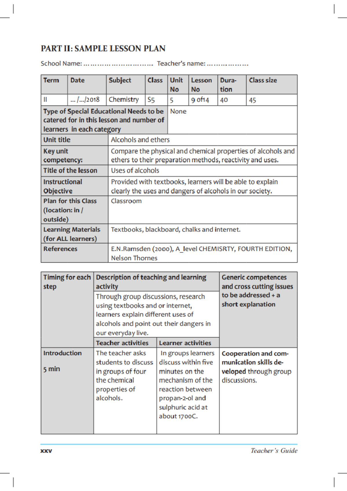 Sample lesson plan - Documents attached - PART II: SAMPLE LESSON PLAN ...