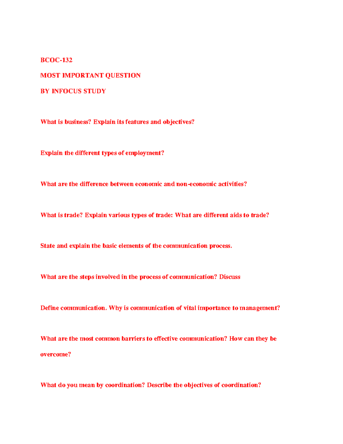 BCOC-132 - Key Business Concepts and Communication Notes - Studocu