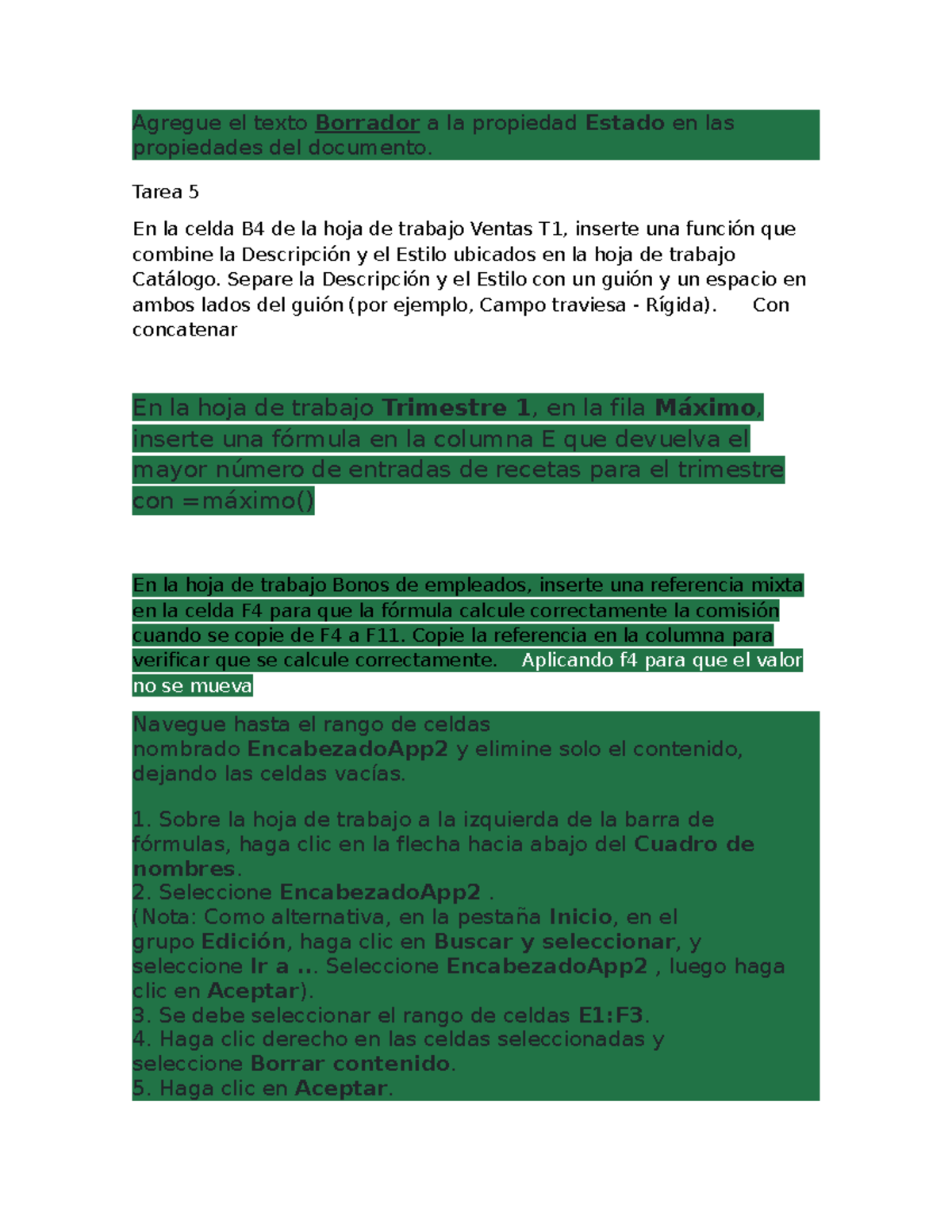 Tarea 5: Ejercicios y Funciones de Excel - Examen Excel - Studocu