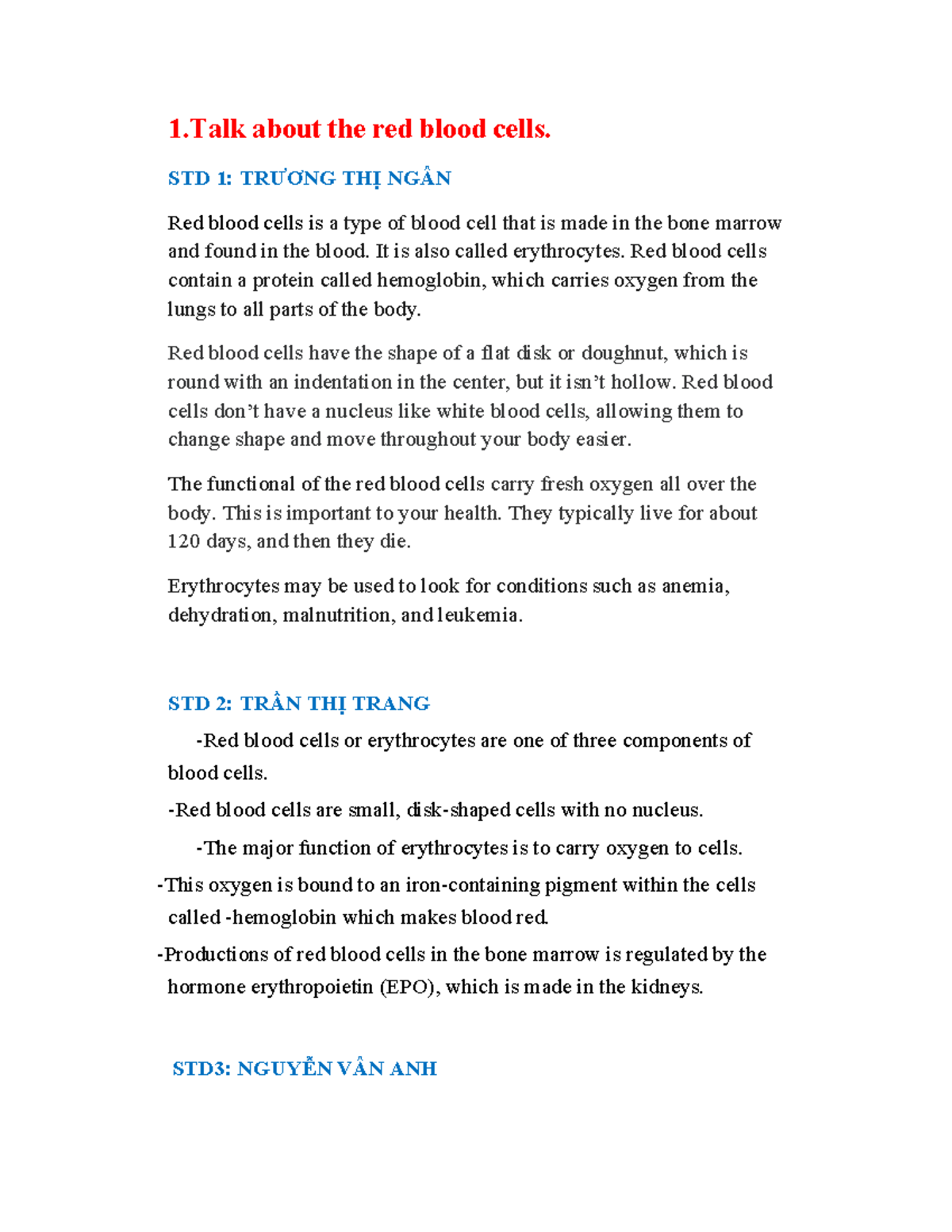 English Test: Blood Components and Respiratory Pathway - LTDK22 - Studocu
