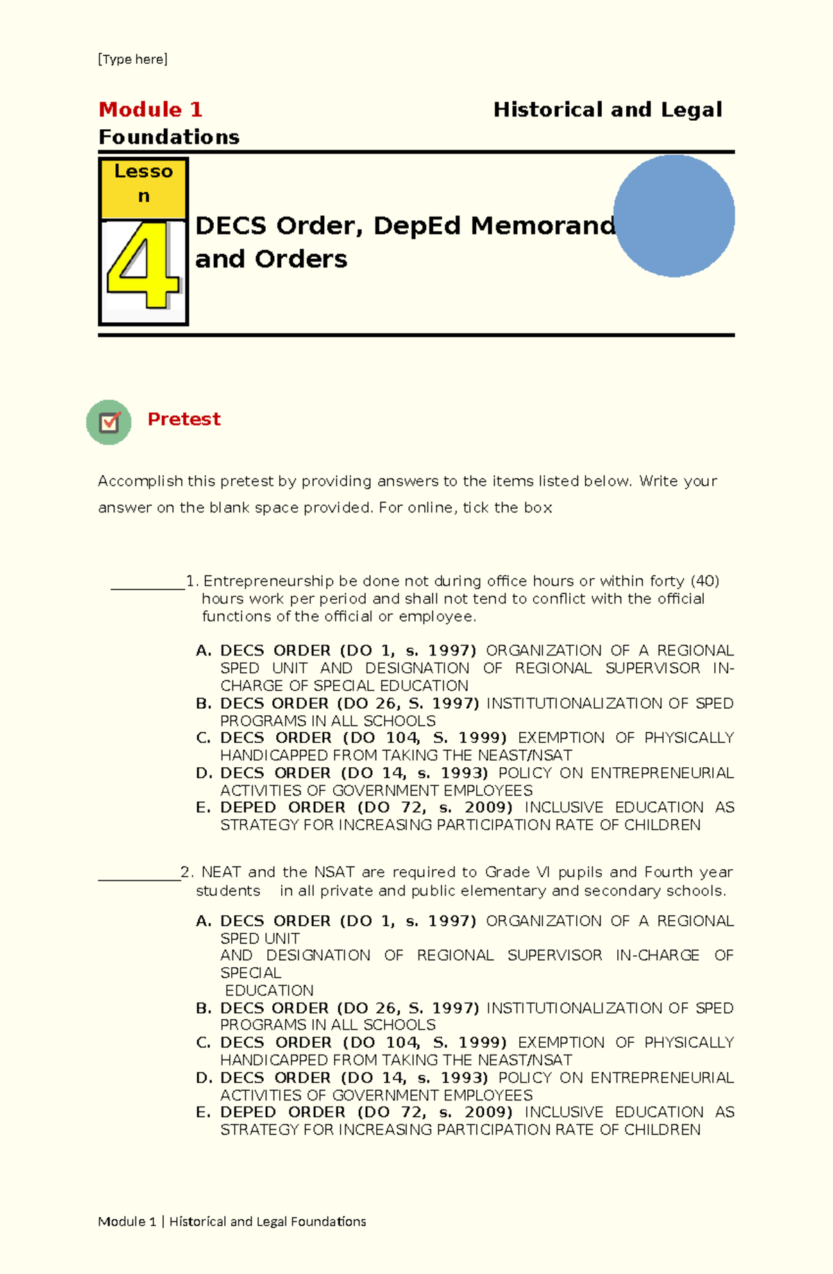 PROF ED 102 Module 1 lesson 4 - Module 1 Historical and Legal ...