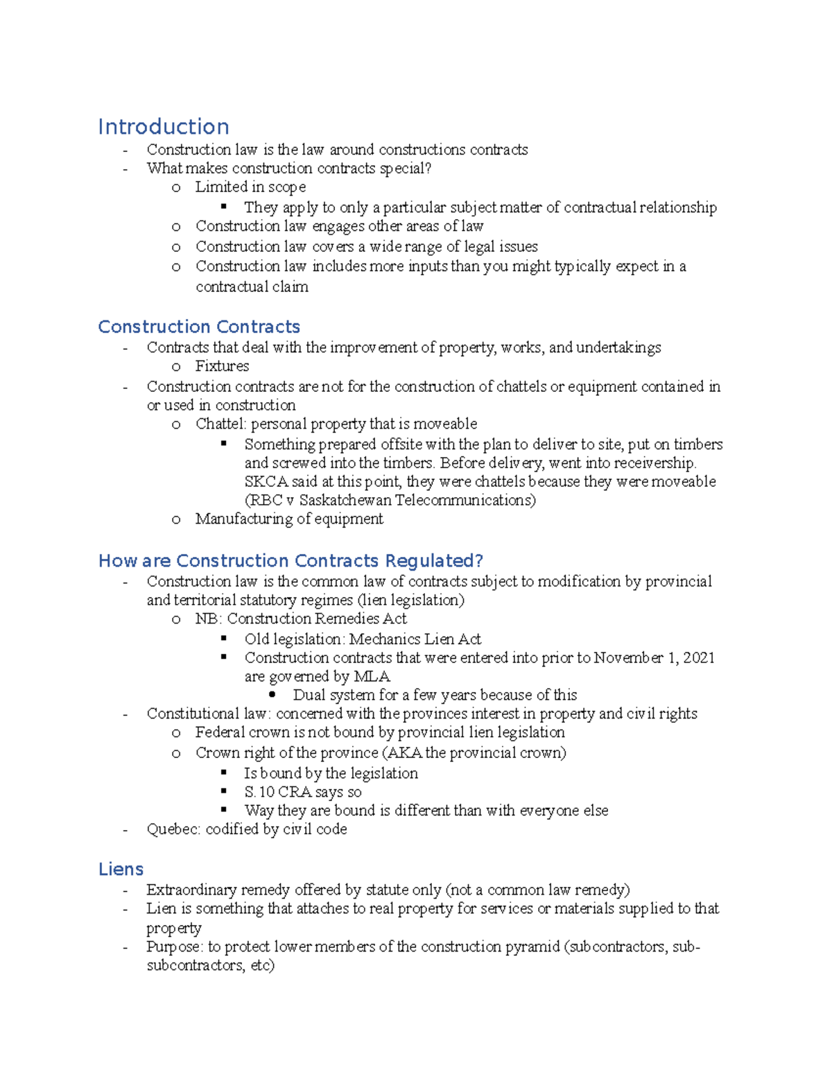 Construction Law Exam Prep - Introduction Construction law is the law ...