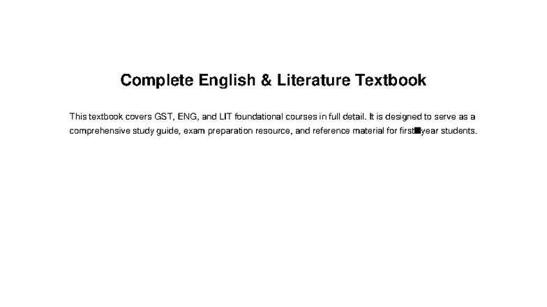 Comprehensive English & Literature Textbook for GST, ENG, LIT - Studocu