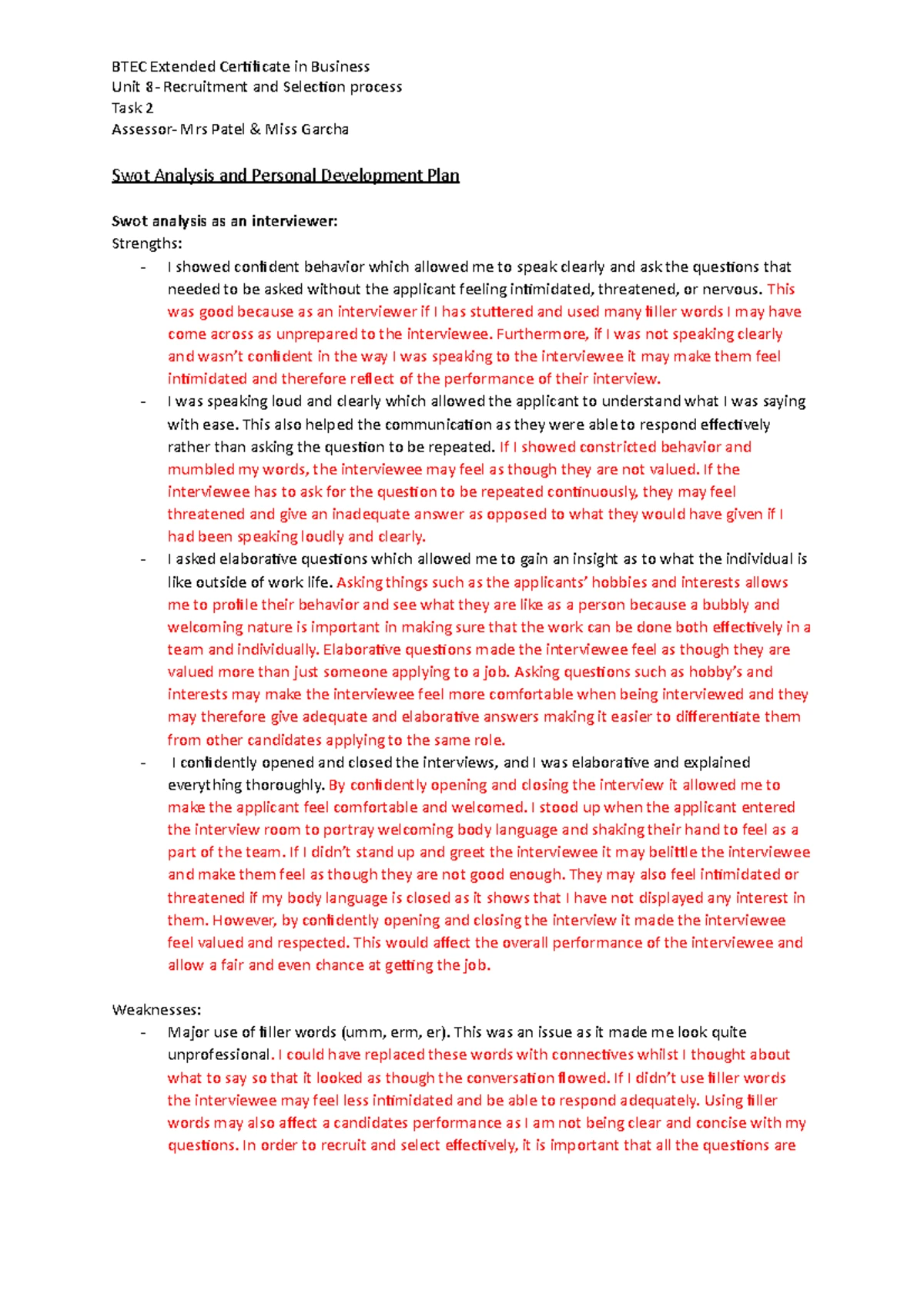 Unit 8 Assignment 1 - Unit 8 Recruitment and Selection – Assignment 1 ASSIGNMENT 1 Examine how ...